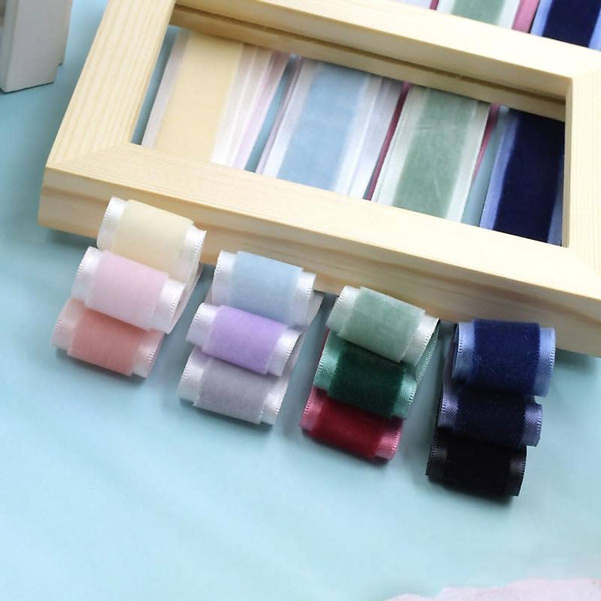 Heyiwell 5Yard Grey Single Face Velvet Ribbon Edge Wired Wrapping,Hair Bows,DIY Crafts 25mm(1" Inch)