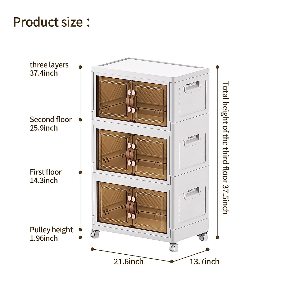 HPONQIONE Foldable Plastic Storage Box With Wheels and Doors XLLarge Storage Bin with Lid Organizers Stackable Storage Bins, Closet Organizers Double Door Magnetic with Universal Pulley(8.4Gal-3Pack)