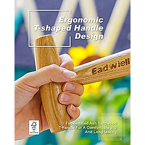 Dibber Garden Tool Seed Planter Tool Dibber Seed Dispenser for Planting Steel Garden Dibber with Wood T-Shaped Handle 11 inch for Gardening,Sowing Seeds,Transplanting Plants,Planting Bulbs,Digging