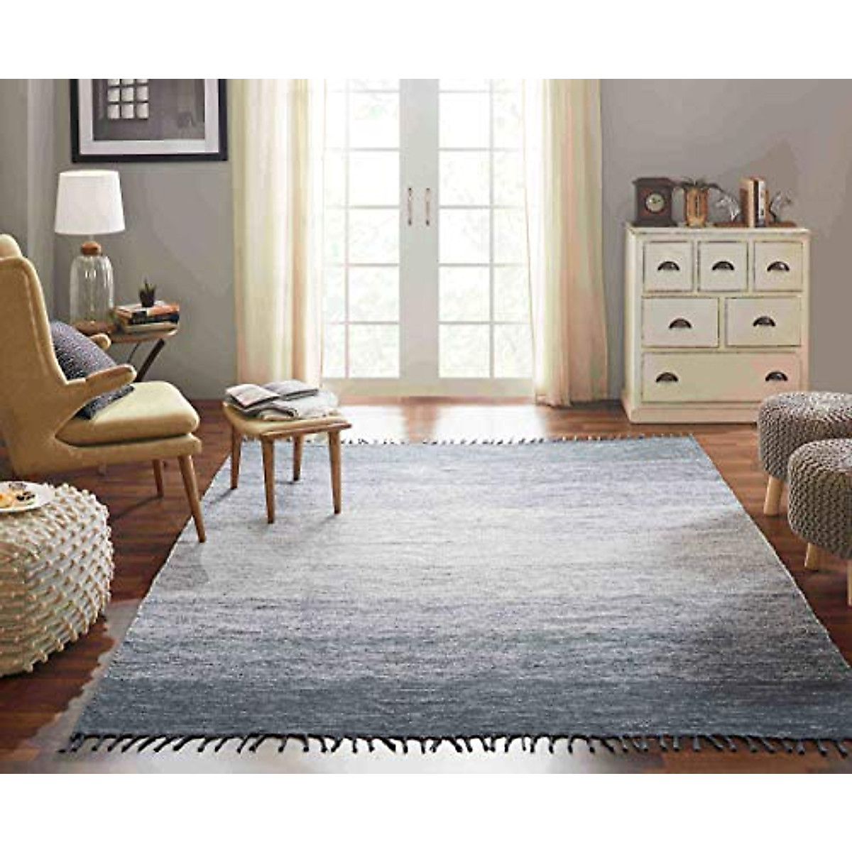 Chesapeake Cotton Ombre Blue Area Rug Large (5'x7')
