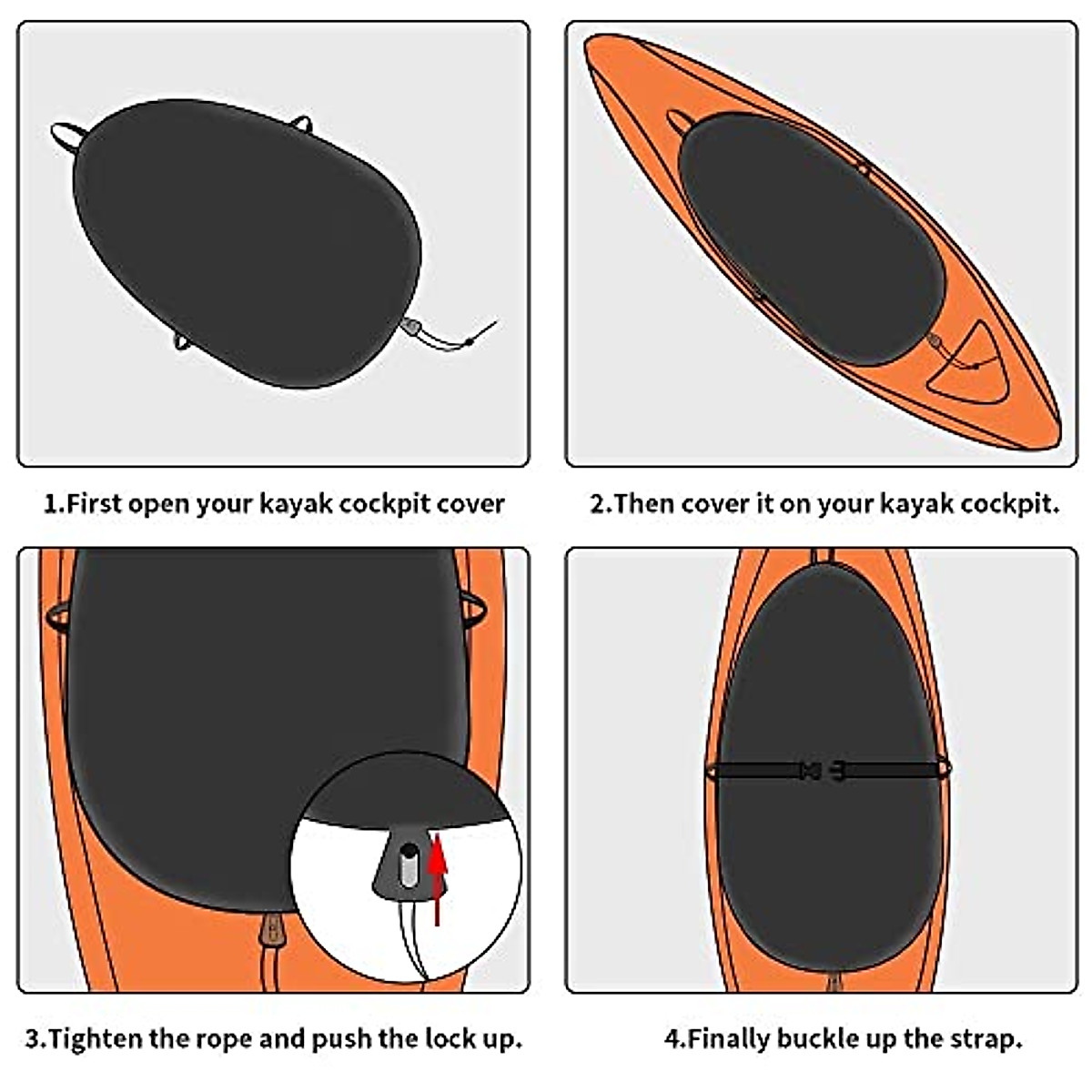 Chuanke Kayak Cockpit Cover UV60+ 420D Oxford Adjustable Canoe Dust-Proof and Waterproof Seat Cover. (M)