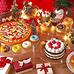6 Packs Clear Acrylic Cake Stand Round Cupcake Dessert Cake Holder Stand Set Cake Display Stand Set for Cupcake Dessert Cake Pizza Birthday Wedding Party Baby Shower Servings Platter Tower Decoration