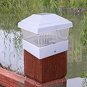 Solar Post Cap Light Outdoor 5x5 Fence Post Lights Solar Powered Waterproof Deck Lights White 30 Lumen High Brightness LED Post Lamp for Garden Patio Fence Deck Decoration (4 Pack)
