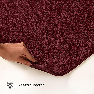 Bright House Solid Color Area Rugs Burgundy - 2' x 4' Rectangle, Indoor, Stain & Fade Resistant, Perfect for Living Room, Bedroom, Dining Room, Entryway, Doorway, Pet & Kids Friendly Rug, Wedding