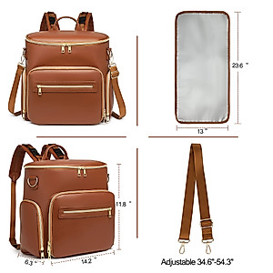 KINDDOG Breast Pump Bag, Diaper Tote Bag with Laptop Sleeve Fit Most Breast Pumps Like Medela, Spectra S1,S2, Evenflo (Brown)