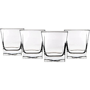 Red Series 10 oz. Square Double Old Fashioned Glass (Set of 4)