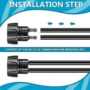5 Pack Drip Irrigation Tubing Faucet Adapter Garden Faucet Hose Adapter Drip Irrigation Hose Connectors Faucet Connector with Washers for Garden Irrigation System(Double, Convert 3/4 to 1/4)
