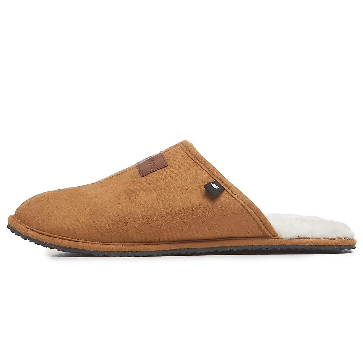 Lucky Brand Micro-Suede Scuff Indoor Slippers for Men with Plush Lining, Tan, L