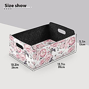 xigua Large Foldable Storage Bins, Felt Storage Basket with Handles, Storage Containers Organizer for Clothes, Toys, Shelves, Closet, Office, Bedroom, The Rosy Wild Rose