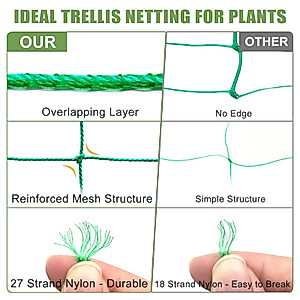 Trellis Netting, Heavy Duty Garden Trellis Netting for Climbing Plants Outdoor, 6.6x9.85Ft Plant Netting for Cucumber, Tomato, 27 Strands & 4x4 IN Mesh, Grow Net for Fruits, Vegetables,Grapes,Bean,Pea