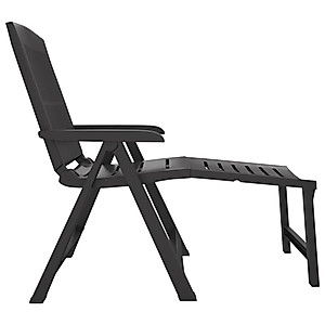 vidaXL Sun Lounger in Anthracite Plastic - Durable Outdoor Furniture with Adjustable Backrest and Foldable Design - Weather-Resistant & Easy to Store
