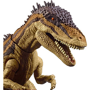 Mattel Jurassic World Mega Destroyers Dinosaur Action Figure, Carcharodontosaurus Brown Dino Toy with Attack Motion & Breakaway Accessory