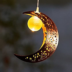 Tryme Solar Moon Wind Chimes Outdoor Solar Lights Windchimes Waterproof Hanging Decorations Gifts for Garden Patio Birthday Thanksgiving Home Party
