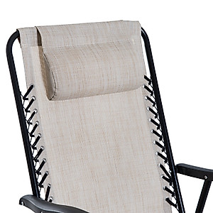 Outsunny 3 Piece Outdoor Rocking Chair Set, Patio Folding Lawn Rocker Set with Glass Coffee Table, Headrests for Yard, Patio, Deck, Backyard, Cream White