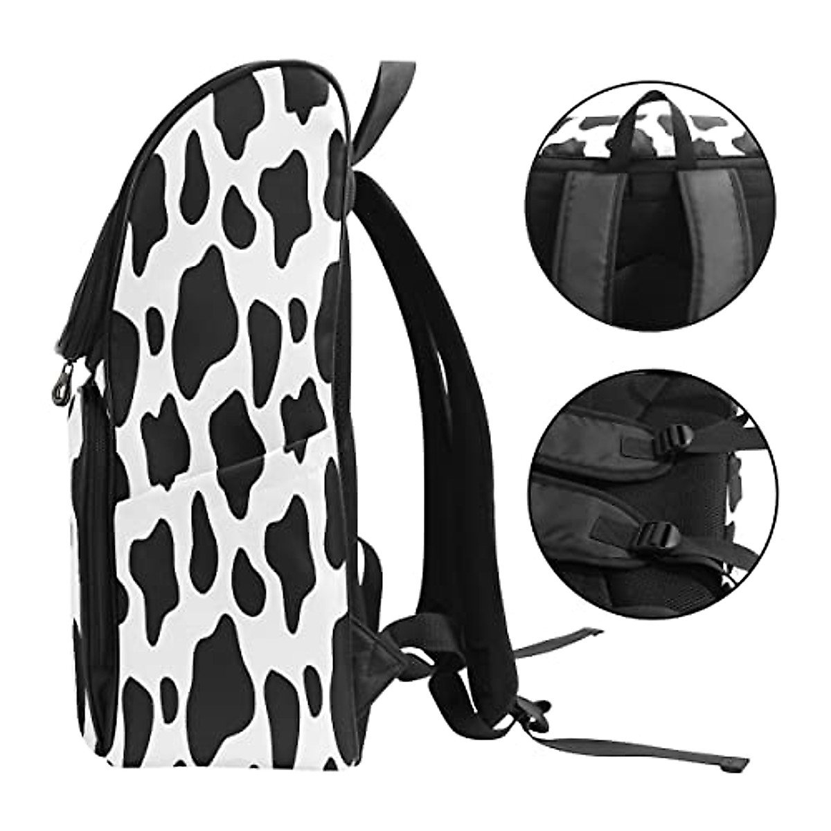 School Backpack Black and White Cow Print Travel Bag College Backpack Notebook Computer Backpack For Girls Boys Teen Adults