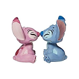 Enesco Disney Ceramics Stitch and Angel Salt and Pepper Shaker Set, 3.5 Inch, Multicolor