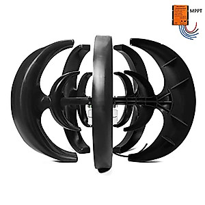 HENGJINGTR Efficient Horizontal Wind Turbine,2000W Low Noise High Efficiency 12V/24V/48V Vertical Wind Turbine Generator Suitable for Patios and Gardens(Black),24v