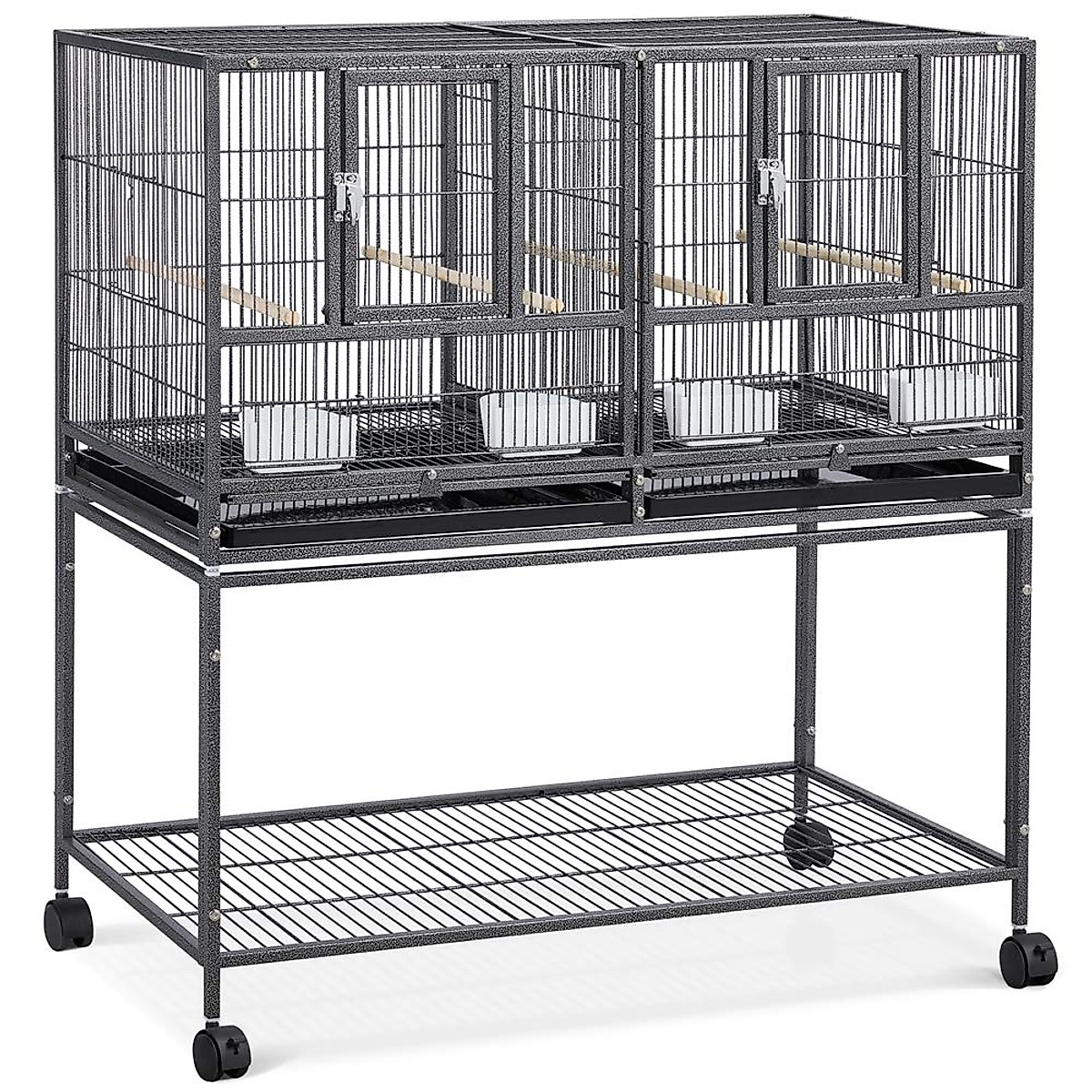 Topeakmart Divided Breeder Parakeet Canary Lovebird Finch Budgie Bird Cages W/Rolling Stand 1 Pack