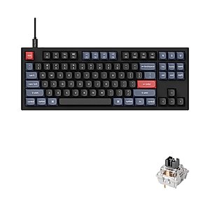 Keychron Q3 Wired Custom Mechanical Keyboard with Hot-swappable K Pro Silver Switch, QMK/VIA Programmable Macro, Full Aluminum Tenkeyless Layout 87 Keys Compatible with Mac Windows Linux (Black)