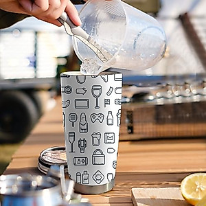 FOCIUZTA 20oz Playful Gaming Pattern Tumbler with Lid, Travel Coffee Cup, Ideal for Easter, Gaming Enthusiast, Mother Day, and Birthday Gifts