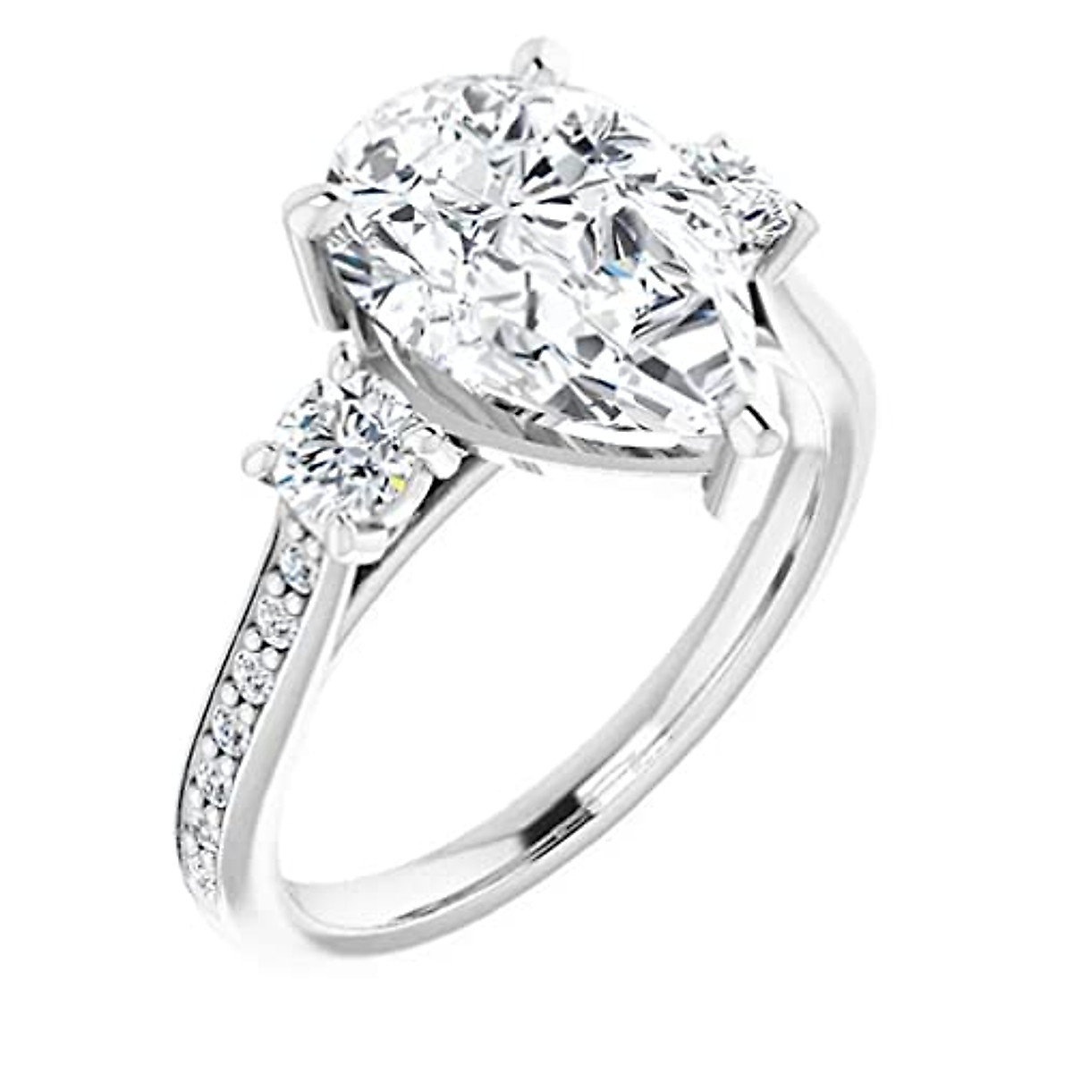 925 Silver, 10K/14K/18K Solid Gold Moissanite Engagement Ring, 4 CT Pear Cut Handmade Solitaire Ring Diamond Wedding Ring for Women/Her, Anniversary Propose Gifts, VVS1 Colorless