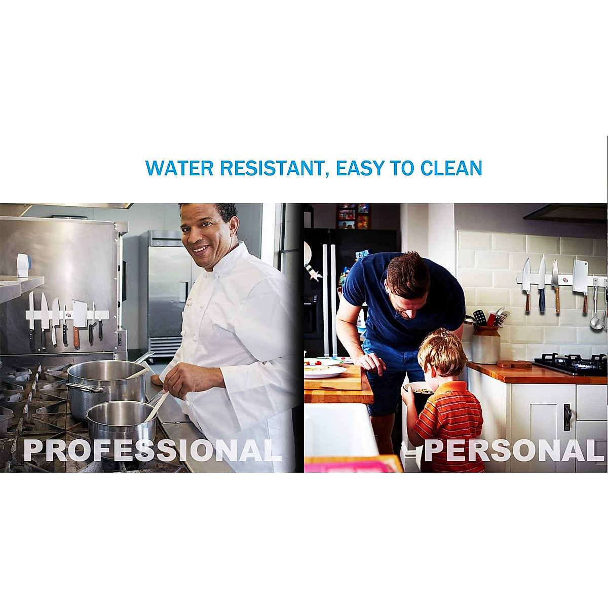 NUNET 16 Inch Stainless Steel Magnetic Knife Bar including 4 Hanger Hooks, Strong Magnet as Knife Rack/Strip, Kitchen Utensil Hanger, Garage Tool Holder & Home Organizer