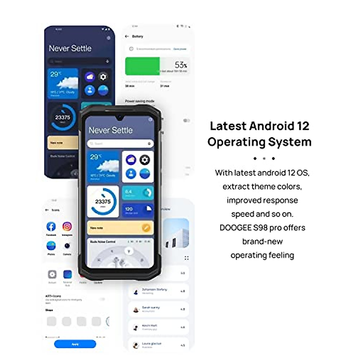 DOOGEE S98 PRO Rugged Smartphone, 8GB+ 256GB Android 12, Thermal Imaging Camera, 48MP 20MP Night Vision Camera, 6000mAh Big Battery, FHD IP68 Waterproof Cell Phone, NFC