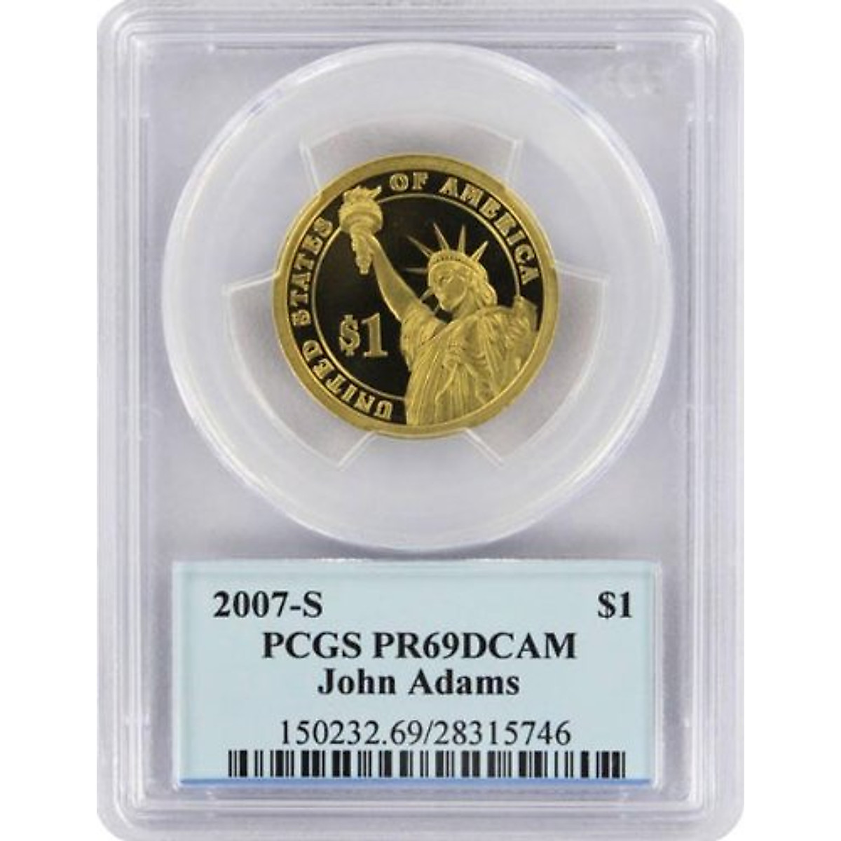 2007 Adams Presidential S Proof Presidential Dollar PR-69 PCGS
