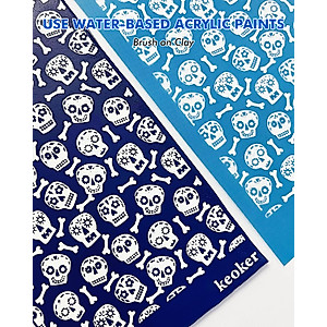 KEOKER Halloween Silk Screen for Polymer Clay, 3 PCS Reusable Silk Screen Stencils for Polymer Clay on Clay & Other Jewelry Clay Earrings Decoration, Each 6" X 3.8" (3PC Halloween 2)