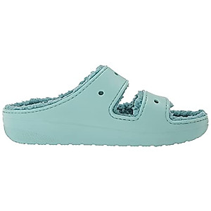 Crocs Unisex Classic Cozzzy Sandals, Fuzzy Slippers and Slides, Pure Water, 6 US Men