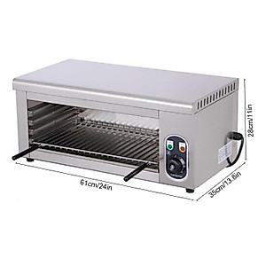 1500W Electric Cheese Melter Grill, 110V Commercial Salamander Broiler Stainless Steel Cheese Melter Machine Countertop Salamander Broiler For Melt Cheese, Toast Sandwiches, Grill Steaks