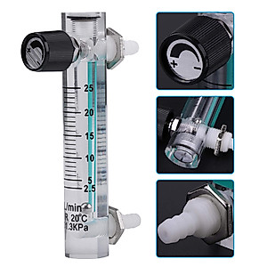 Tube Type Acylic Flowmeter, Air Flowmeter Oxygen Flowmeter,LZQ-5 Flowmeter 2.5-25 LPM Flow Meter with Control Valve for Oxygen/Air/Gas