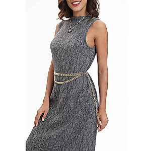 FAN&LOUIS Gold Waist Chain Belt for Women Dresses Jeans Plus Size Cute Ladies Metal Gold Plated Body Chain Belt Link Dangling Cinturones De Mujer Para Vestidos L XL 2XL