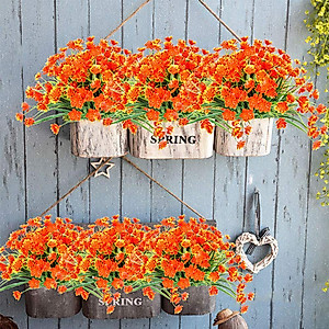 4pcs Artificial Red Daffodils Flowers Fake Shrubs UV Resistant Faux Plants Faux Plastic Bushes Indoor Outdoor Home Office Garden Patio Yard Table Wedding Farmhouse Centerpieces Pot Decor (Red)