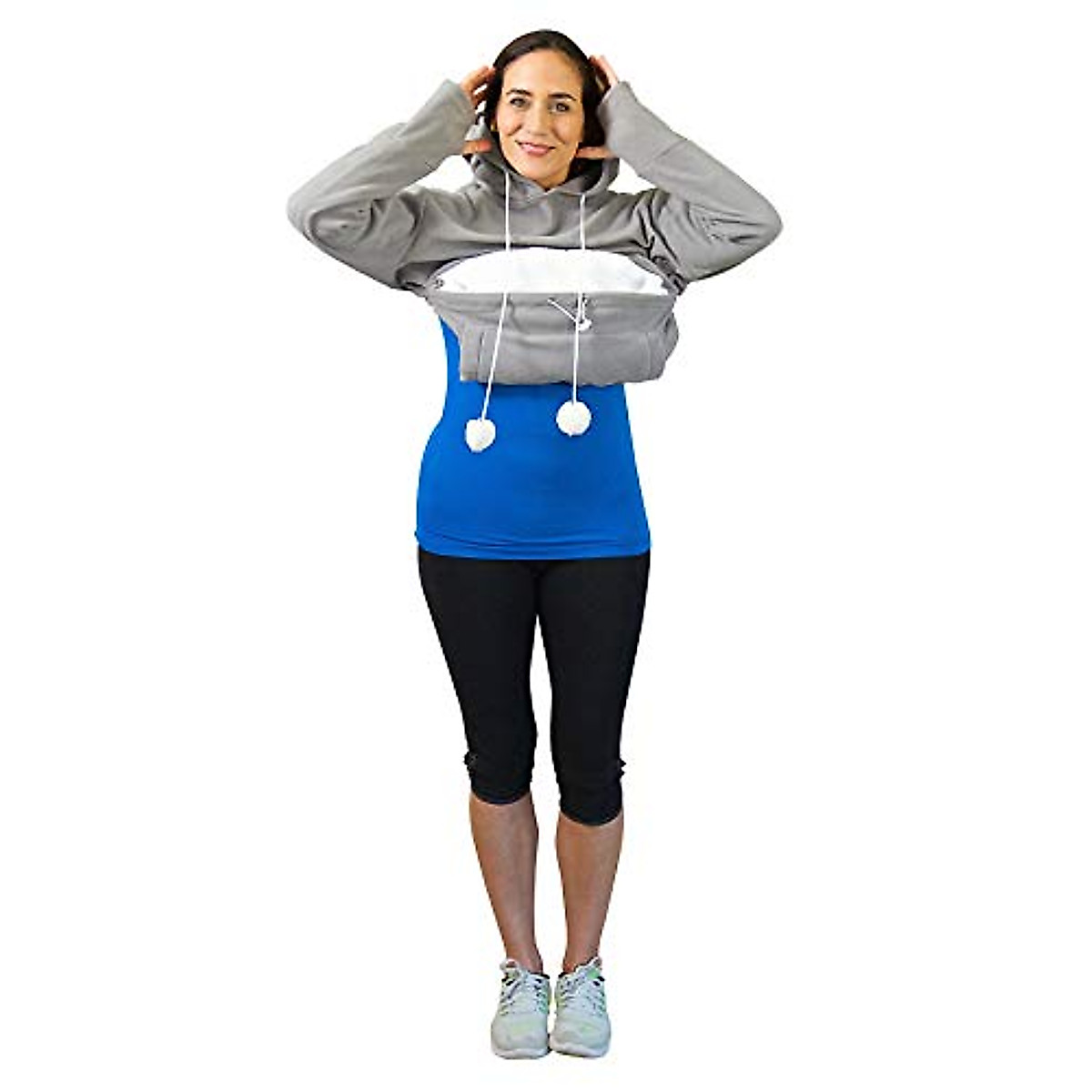 KITTYROO Cat Hoodie, The Original AS SEEN ON TV Kitty Carrying Sweatshirt, with Super Soft Kangaroo Pet Pouch (Large) Grey