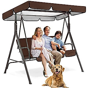 BTURYT Waterproof Swing Top Cover & Seat Cover,Patio Swing Canopy Replacement,Outdoor Swing Canopy Cover Set,210D Oxford Cloth, for Outdoor/Patio/Lawn/Garden-(top Cover + Chair Cover)