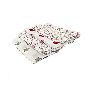 Bacati - 4 Pack Sports Baby Swaddle Blankets Boys Swaddle Wrap Soft Breathable Cotton Muslin Swaddle Blankets Receiving Blanket for Boys, Large 45 x 45 inches (Baseball Red/Grey)