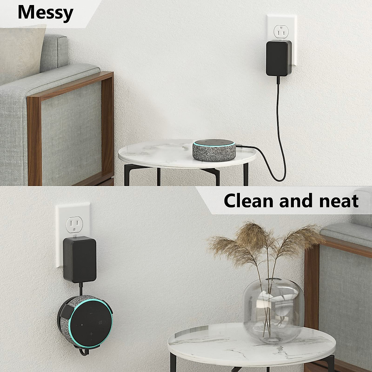 WALI Wall Mount for Echo Dot 3rd Generation, Speaker Bracket Holder with Cable Management for Dot 3rd GenerationSmart Home Speaker Assistant (SWM-EH-03B), Black