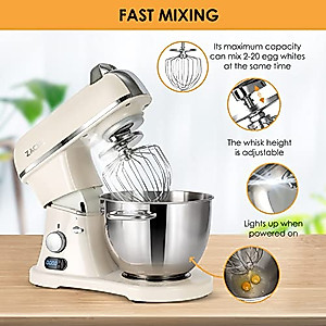 ZACME 8.4QT Commercial Stand Mixer 800W with Aluminum cast body and NSF Certified, Kitchen Electric Mixer Metal Food Mixer with Stainless Steel 8L Bowl, Dough Hook and Beater with Smart Timer Display