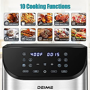 Air Fryer 6.2 QT Oilless AirFryer 1500W Electric Healthy Oven Cooker Large Capacity with Visible Cooking Window, 10 Presets in One Touch , Digital Control, Customerizable Cooking, Non-Stick Basket, Included Recipe