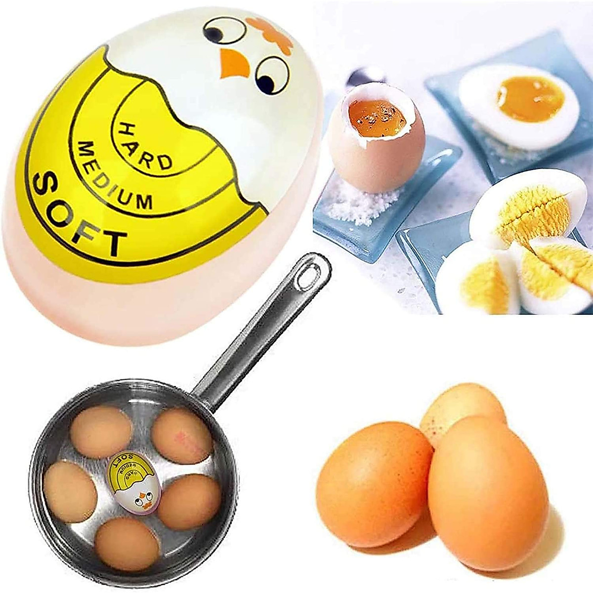 Finyoffiy 2 Pack Egg Timer for Boiling Eggs Hard Boiled Egg Timer That Changes Color When Done