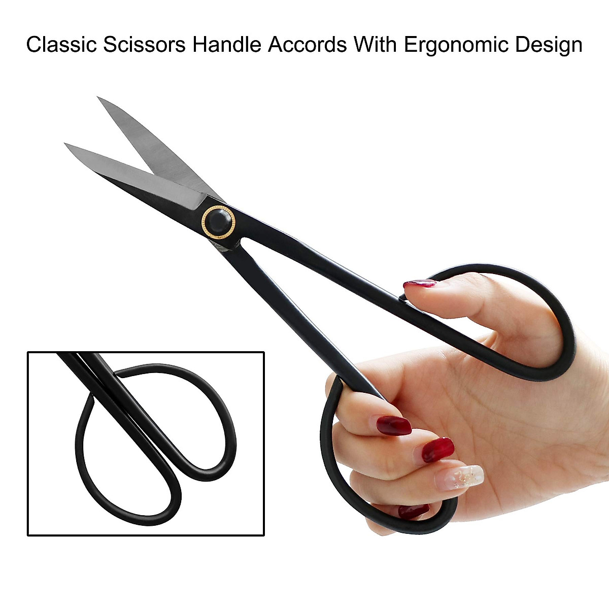 Qnbes Satsuki Bonsai Scissors 205mm, Professional Japanese Bonsai Garden Tools, Gardening Pruning Shears for Bonsai Trimming and Arranging Flowers