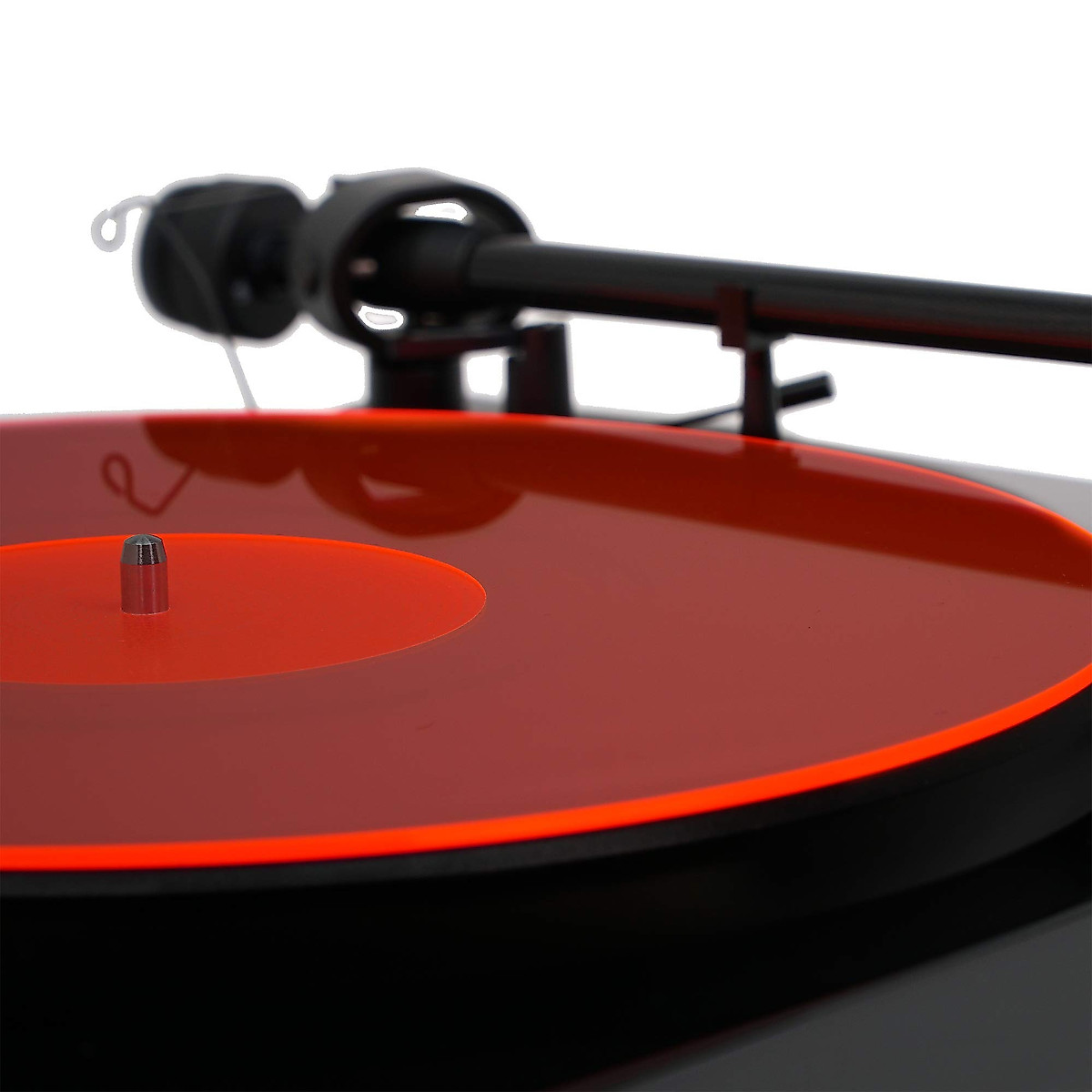 Acrylic Turntable Mat - 11.75" RedLit Vinyl Record Acrylic Mat - Precision Machined Acrylic Turntable Platter Mat with Record Label Recess - See-Through Record Mat for Standard 12" Turntable Platters