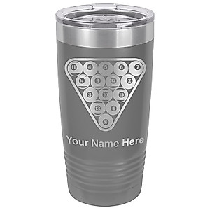 LaserGram 20oz Vacuum Insulated Tumbler Mug, Billiard Balls, Personalized Engraving Included (Gray)