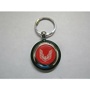 FIREBIRD OR TRANS-AM WHITE BIRD LOGO ROUND PLASTIC KEYCHAIN - GREEN