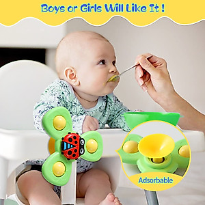 Suction Cup Spinner Toys for Toddlers 1-3,Baby Fidget Spinner with Suction Cup,Window Suction Spinner Toys for Toddlers 1-3,Sensory Bath Toys Gift for 1-2 Year Old(3PCS)