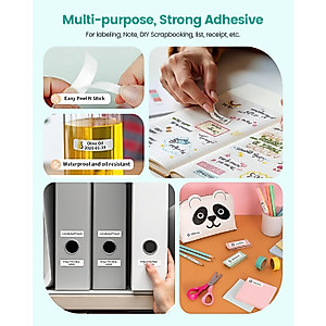 Phomemo D30 Label Maker Tape Black on White Sticker Thermal Paper Self-Adhesive Label Tape, 12 x 40mm ( 3/8" x 1 1/2") 160 Tapes/Roll, 3-Roll