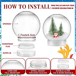 10 Pieces 3.6 Inch/91mm Plastic Snow Globe Clear Plastic Water Globe Fillable Snow Globe with Screw Off Cap for DIY Crafts Christmas Home Decoration