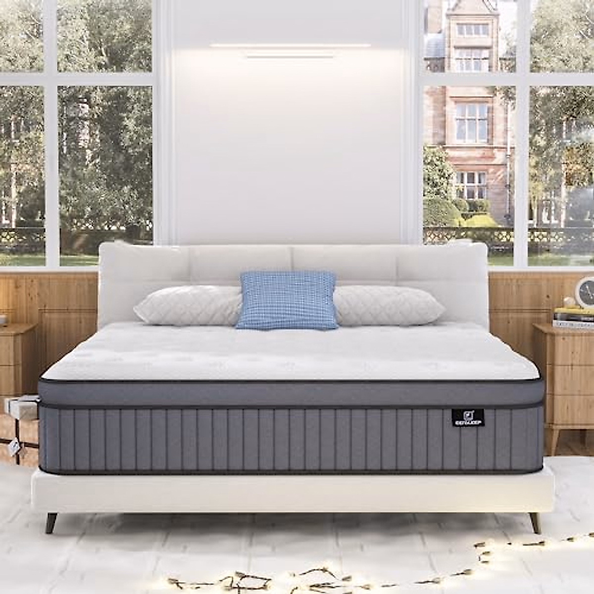 EEN EEN SLEEP California King Mattress, 12 Inch Hybrid Cal King Mattress Foam and Individually Wrapped Pocket Coils, Soft and Breathable, Pressure Relief, Strong Edge Support, Medium Firm