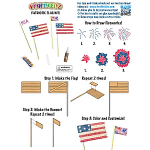 Perfect Stix Krafty Kitz Build Your Own Wooden Fourth of July Flag Kit Complete with Instructions